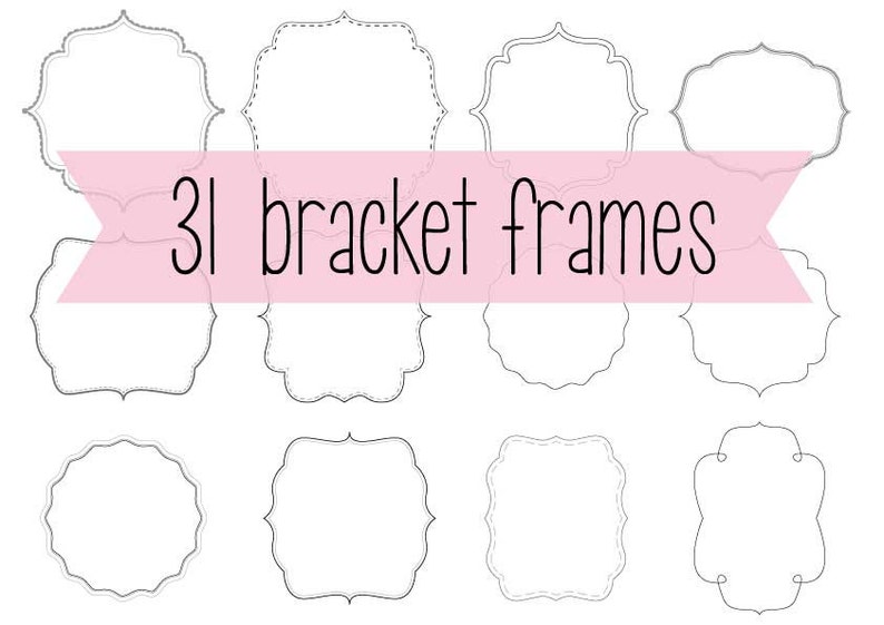 31 bracket frame borders with detail. Instant download. Border | Etsy