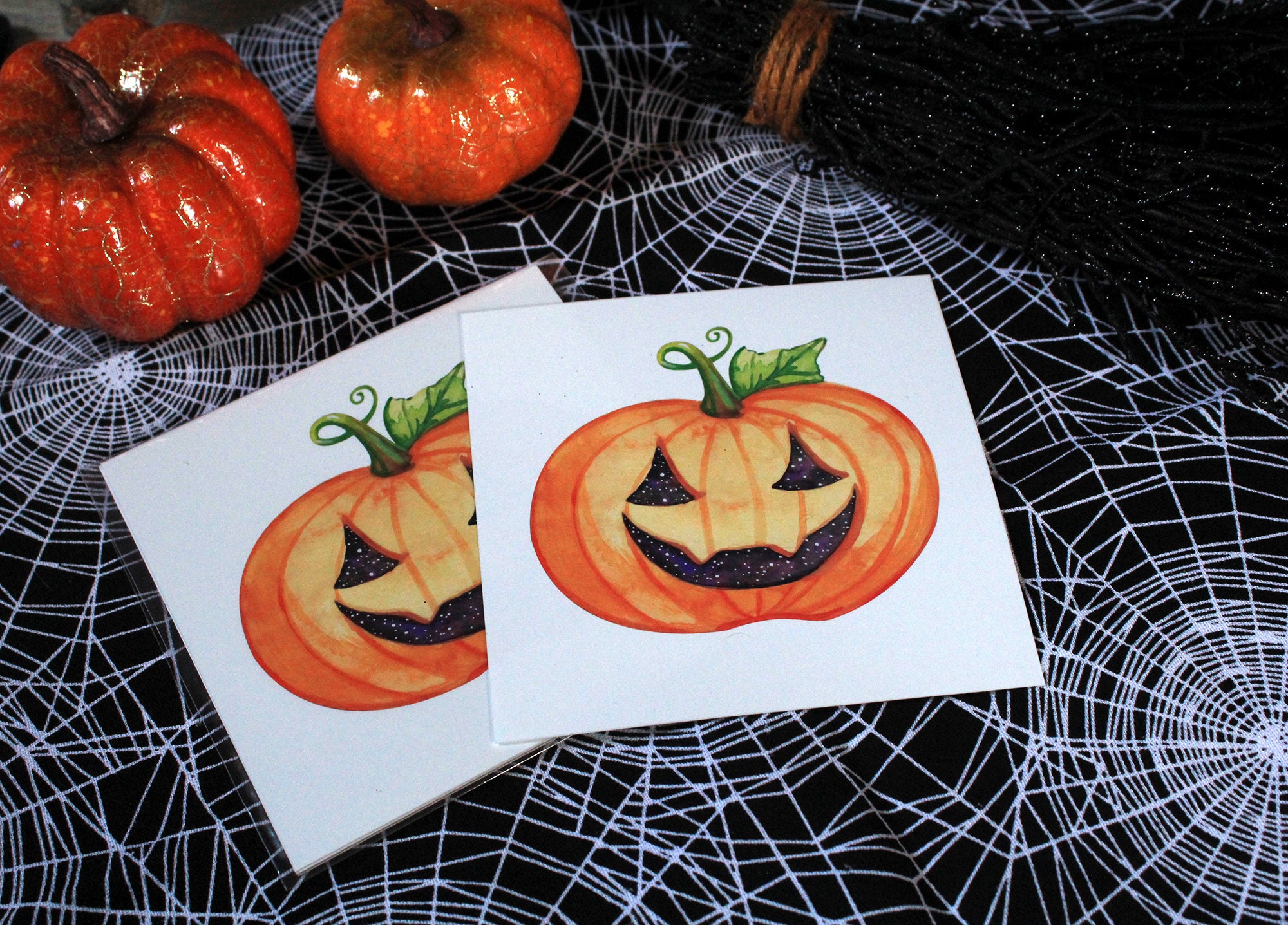 Halloween Starry Pumpkin Jack O' Lantern Mini Art Print | Etsy