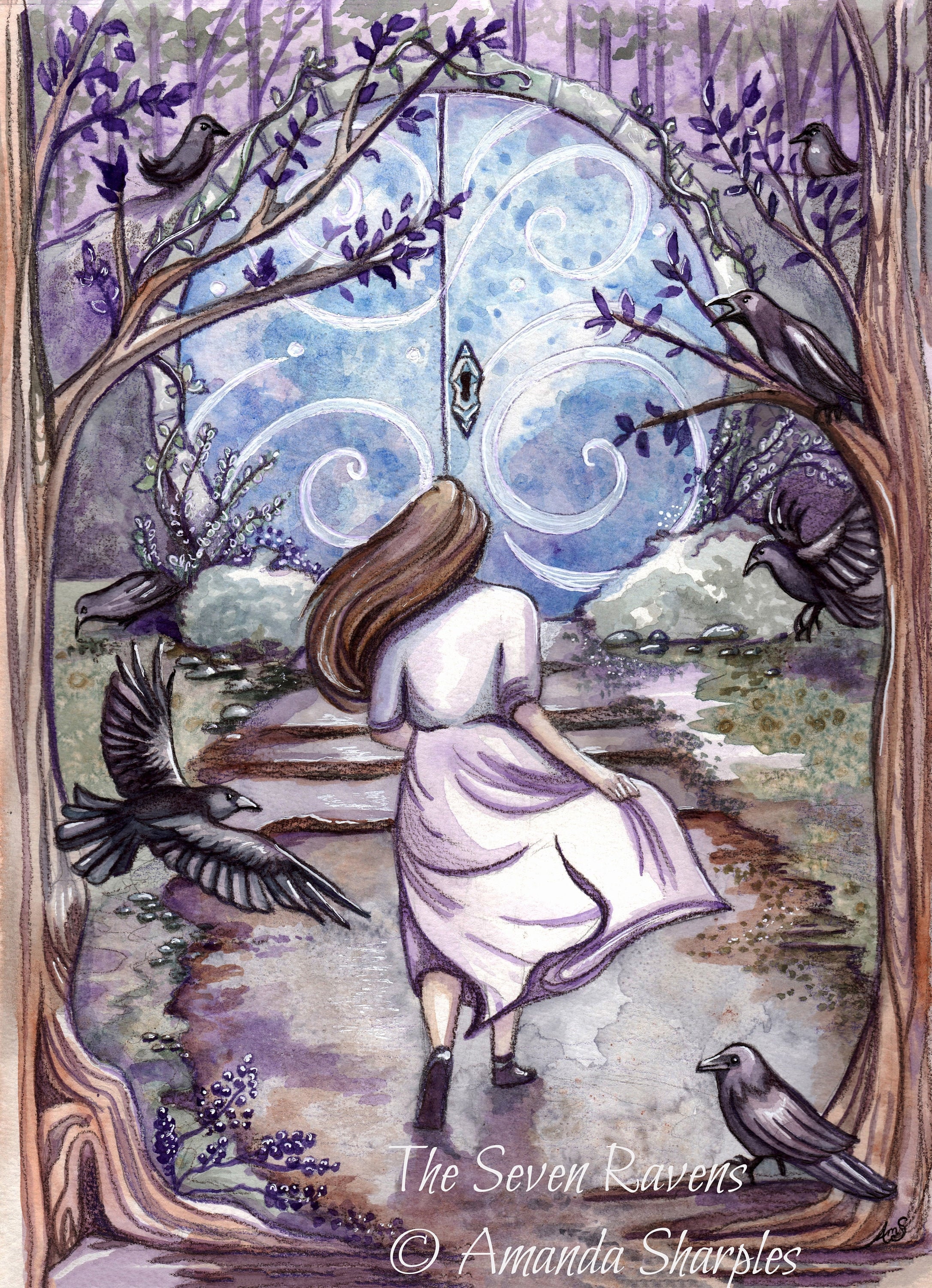 The Seven Ravens Original Art Piece, Original Watercolor Illustration ...