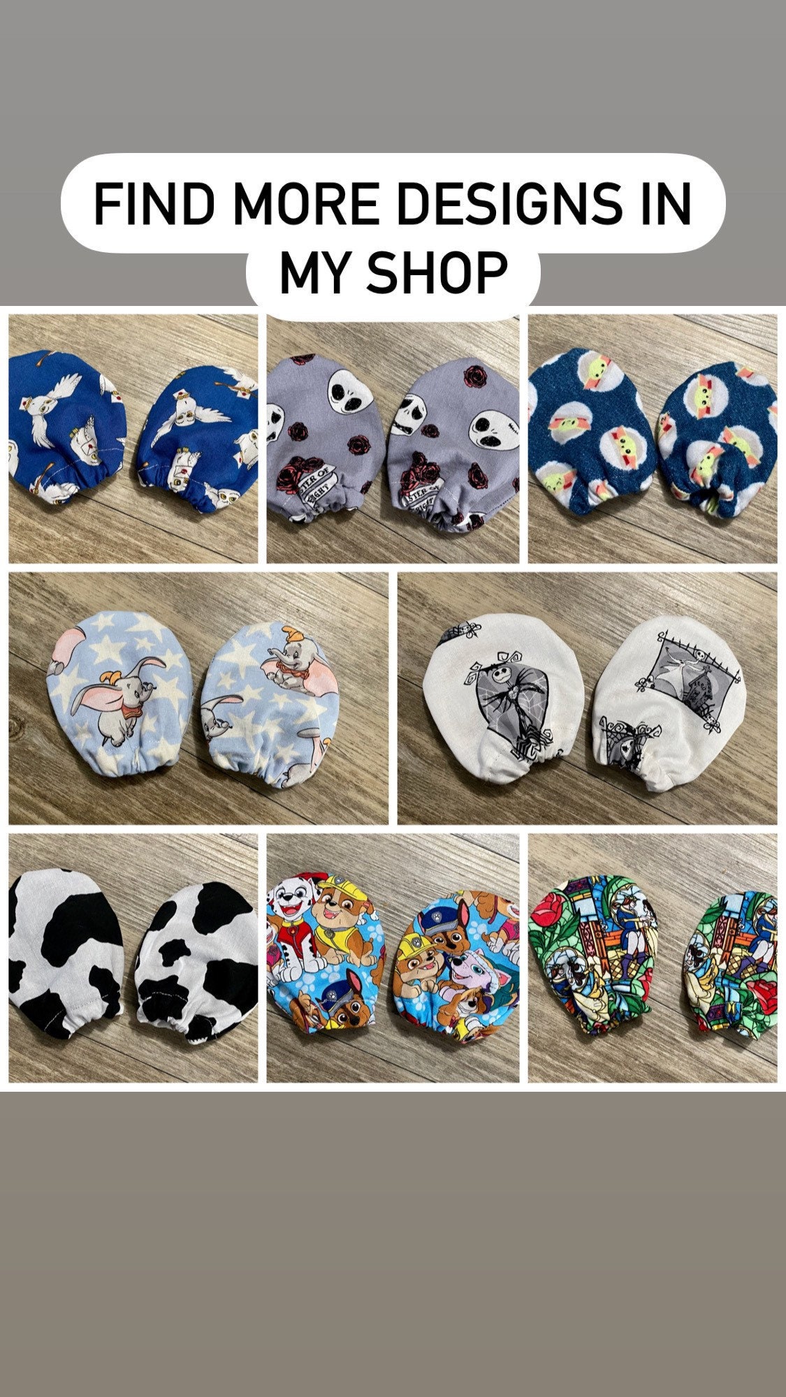 Baby Mittens Cow Print and Other Designs - Etsy
