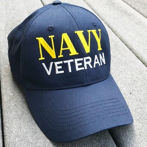 Navy Veteran Cap, Embroidered Design, Military Vet, Armed Forces ...