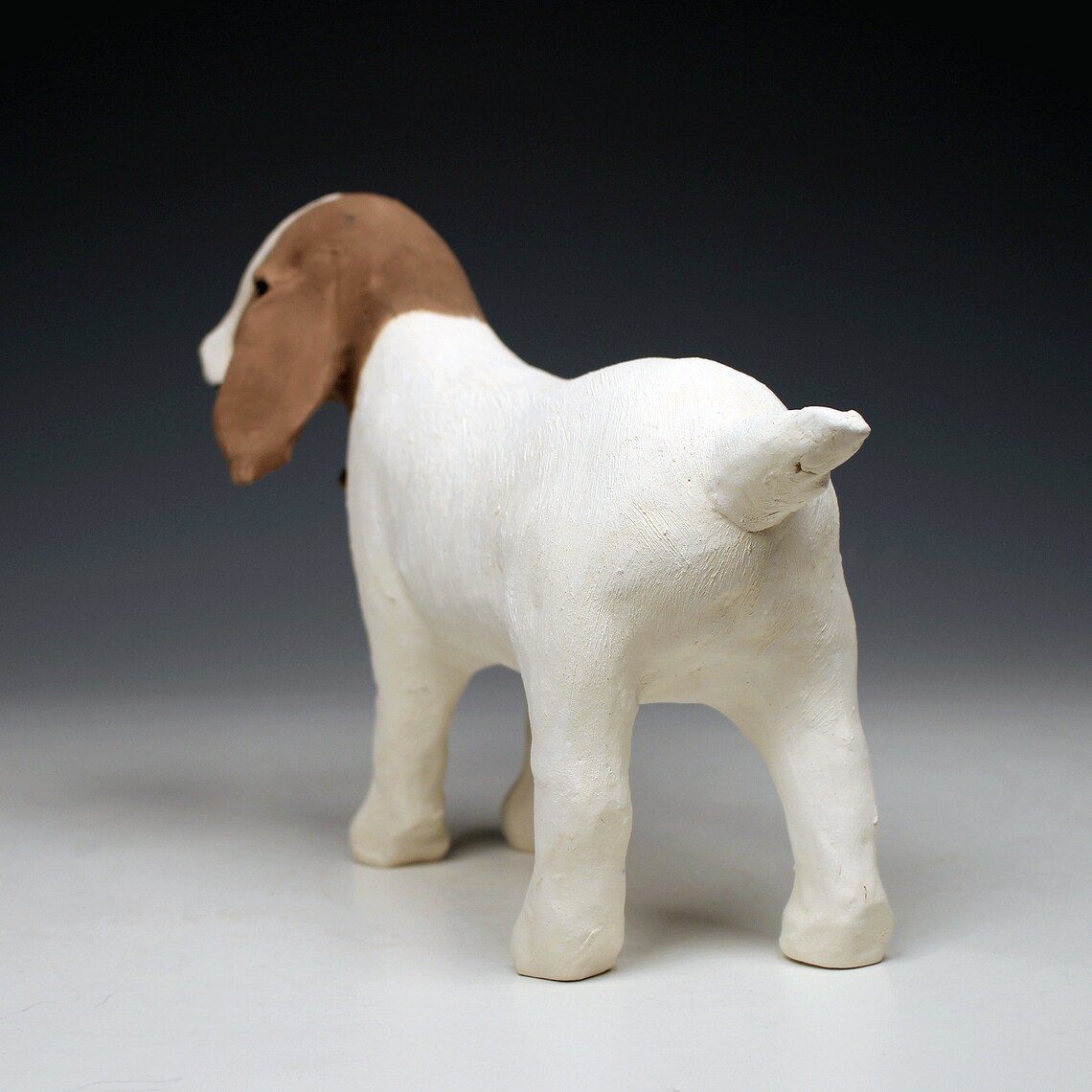 Ceramic Nubian Goat Sculpture, Realistic Brown and White Goat, Ceramic ...