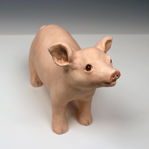 Ceramic Standing Young Pig Sculpture, One of a Kind Farm Animal ...