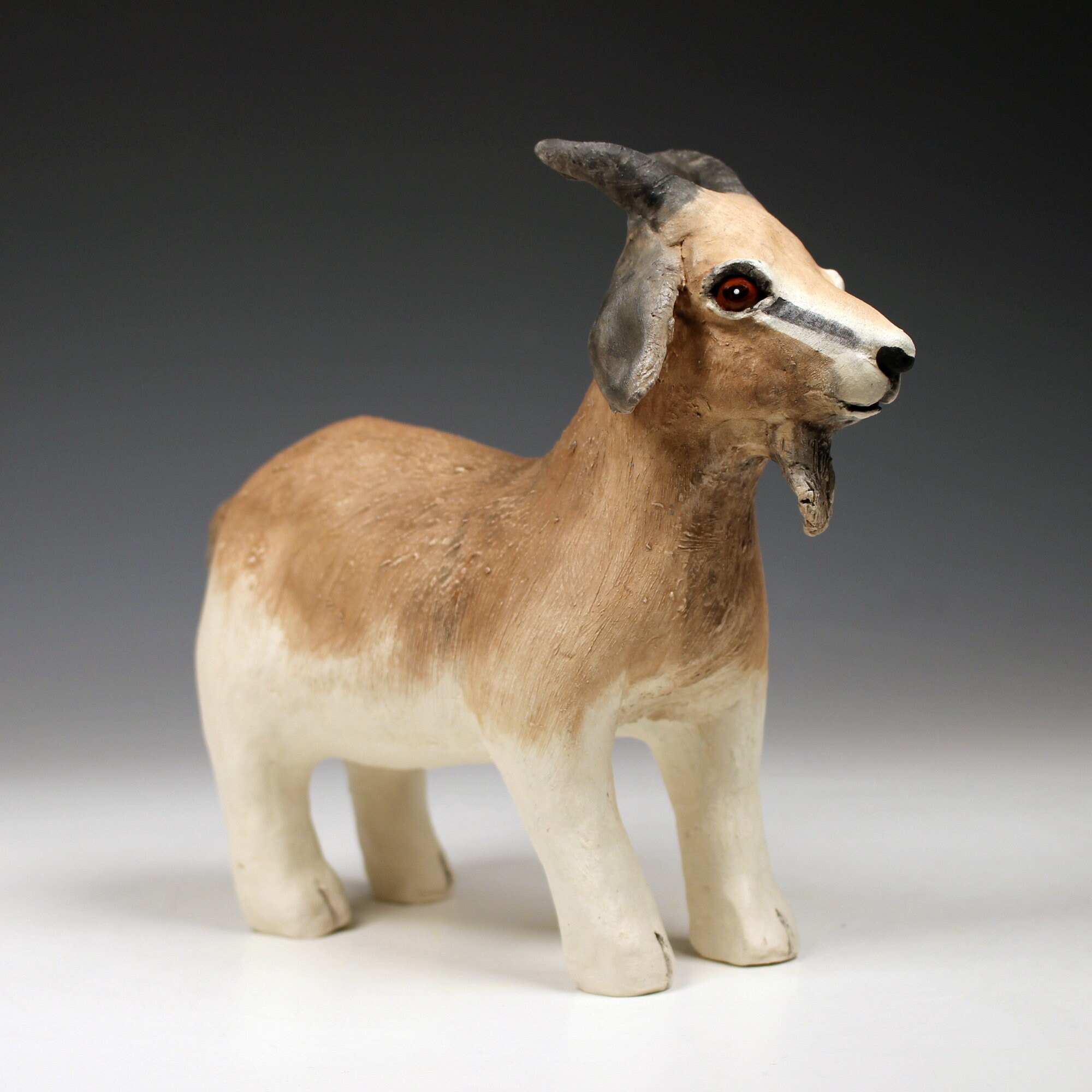 Ceramic Tan and White Goat Sculpture - Etsy
