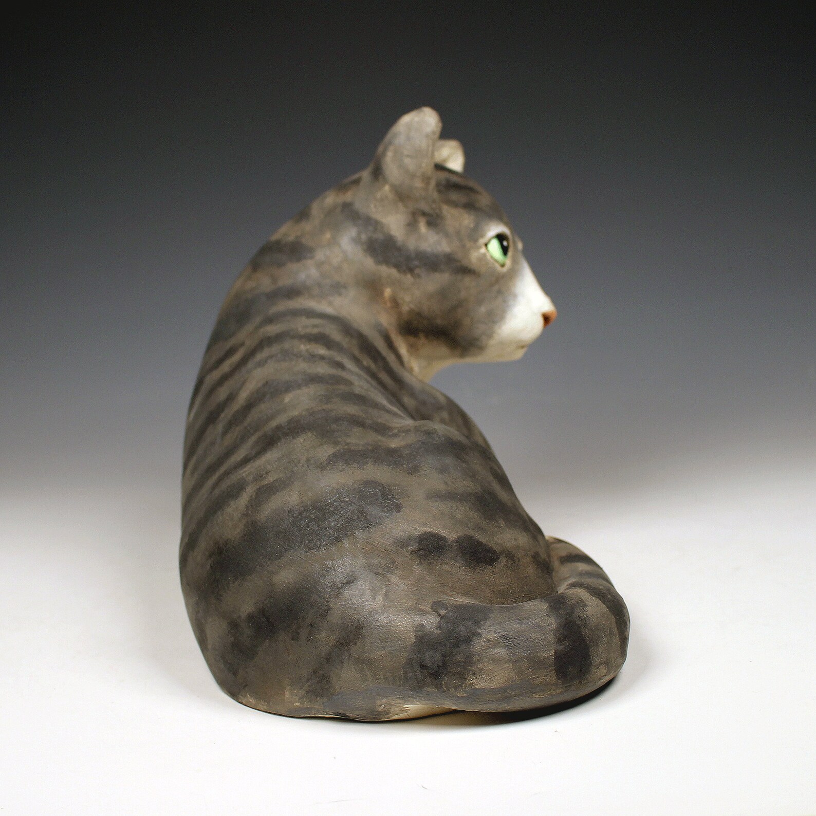 Lifelike Ceramic Tabby Cat With Red Ball Sculpture - Etsy