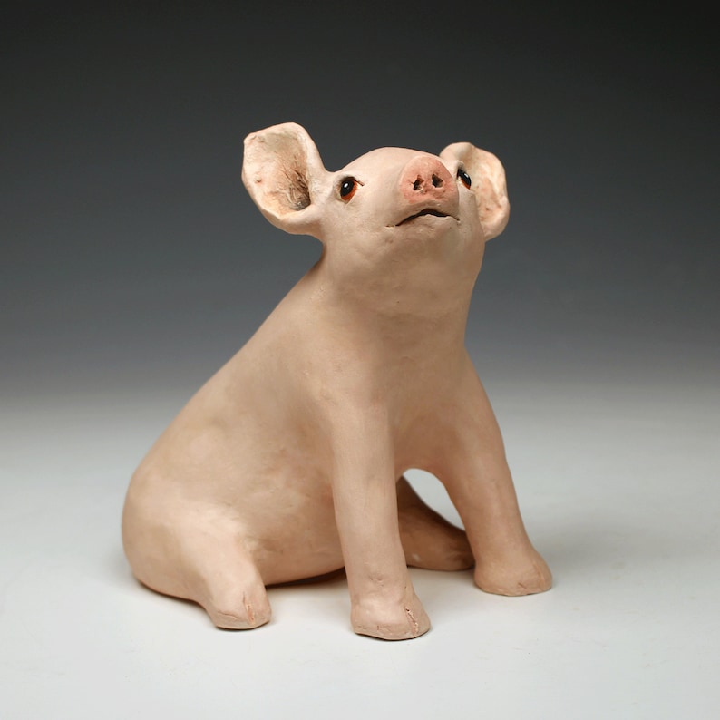 Ceramic Sitting Pig Sculpture, Beautifully Handcrafted One of a Kind ...