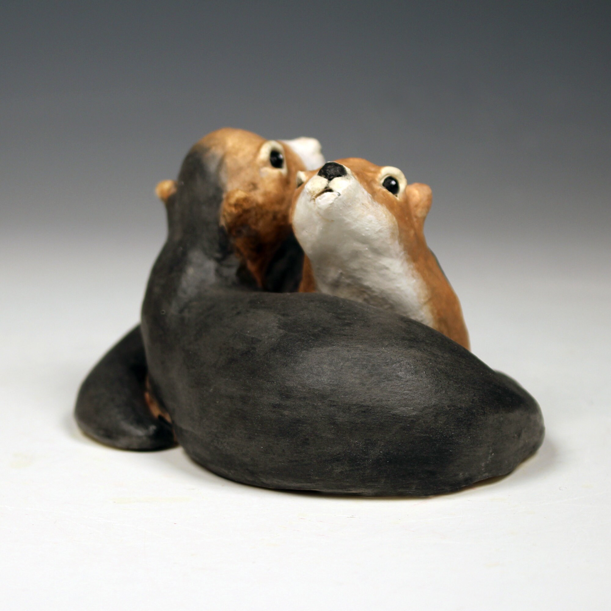 Two Realistic Ceramic River Otters Sculpture, Cuddling Otter Couple - Etsy