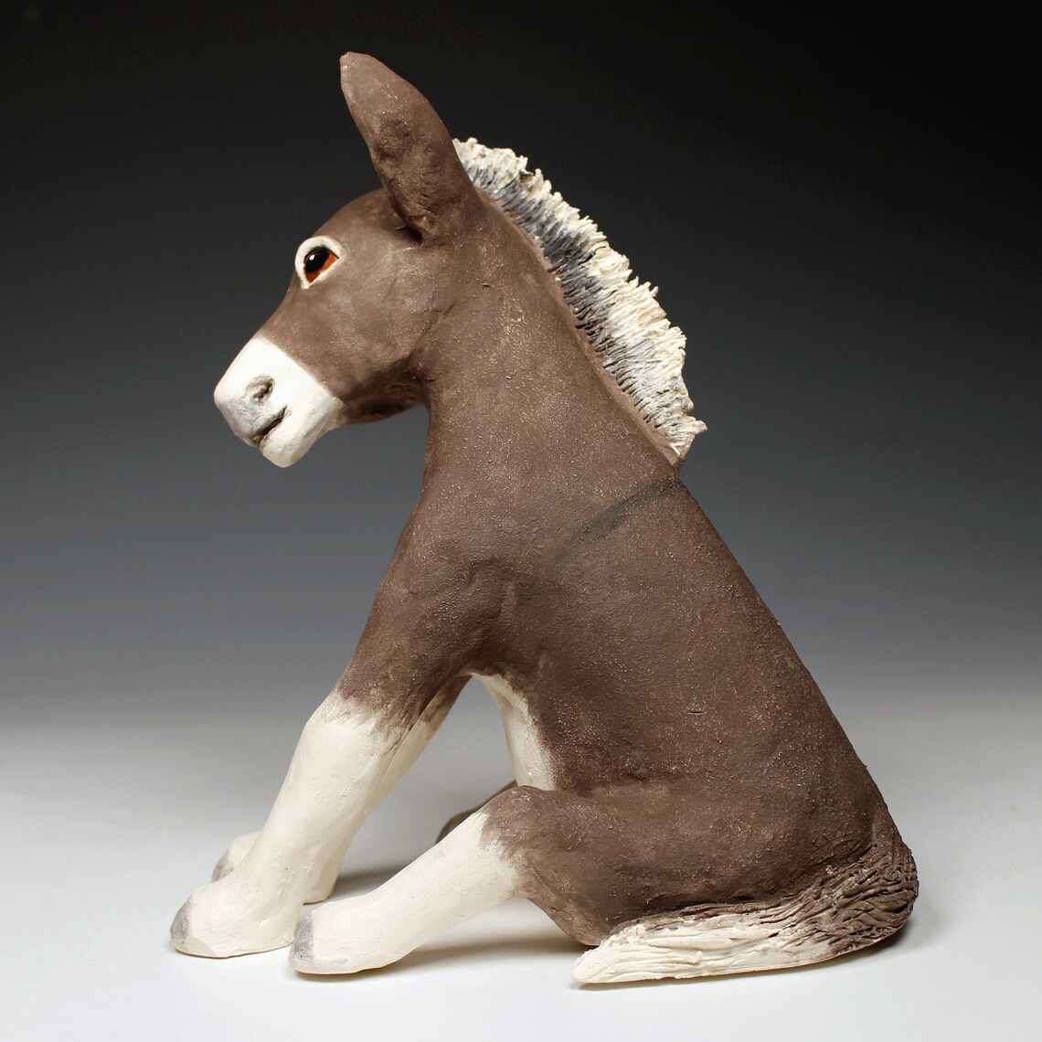 Ceramic Sitting Donkey Sculpture - Etsy