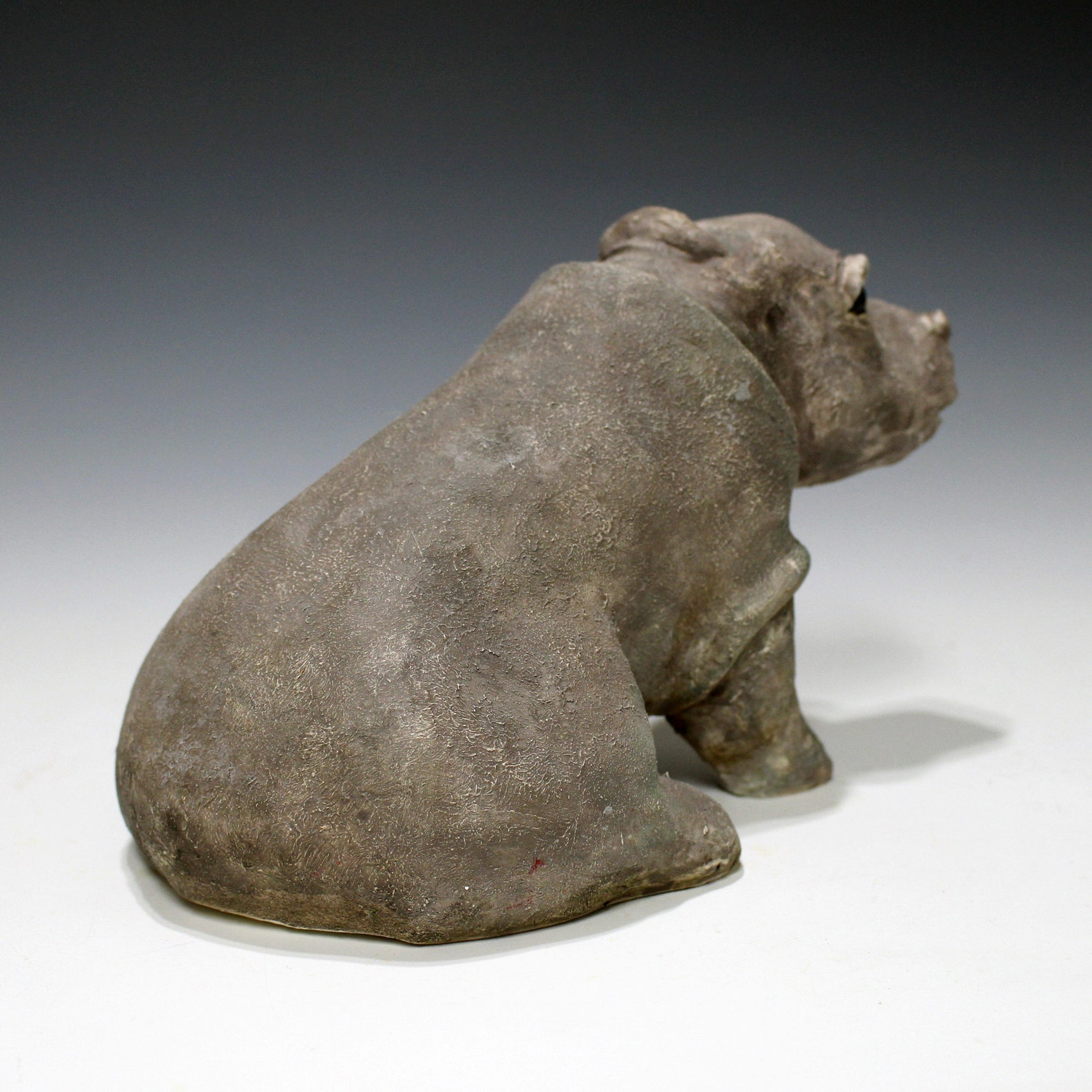 Ceramic Sitting Hippo Sculpture, One of a Kind, Handcrafted Fired Clay ...