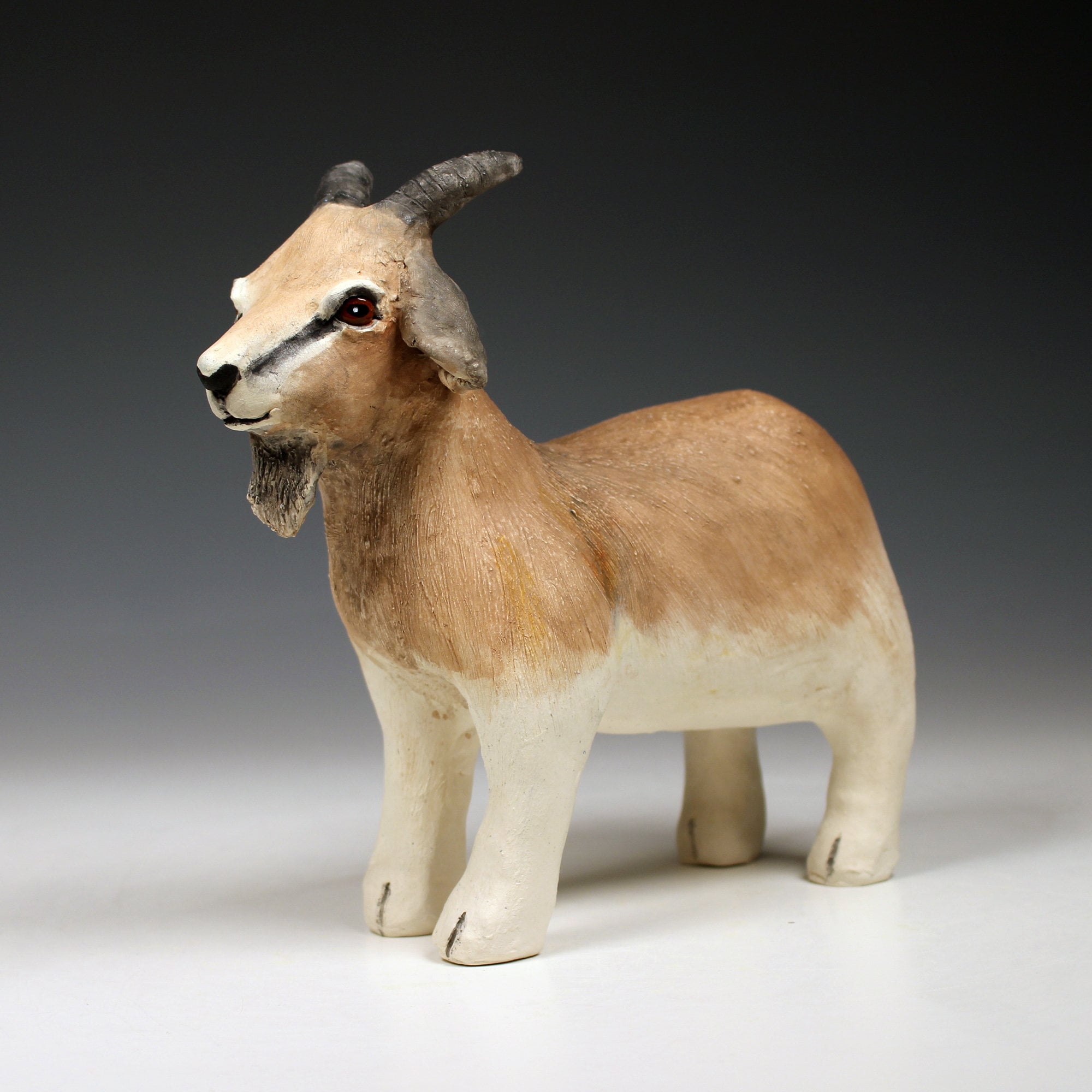 Ceramic Tan and White Goat Sculpture - Etsy