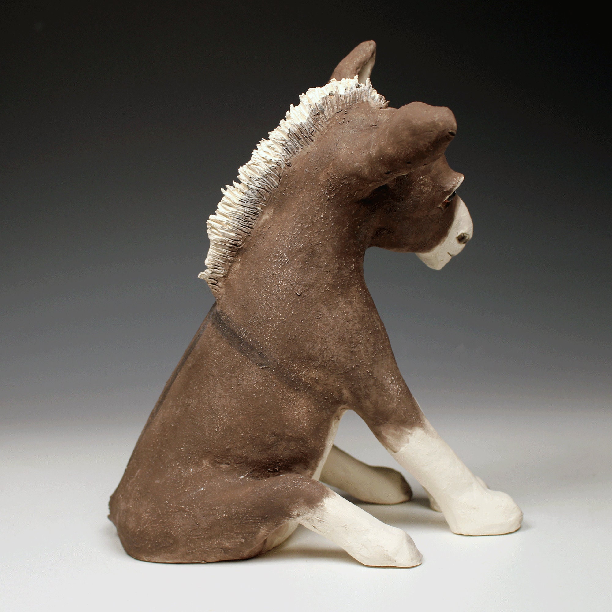Ceramic Sitting Donkey Sculpture - Etsy