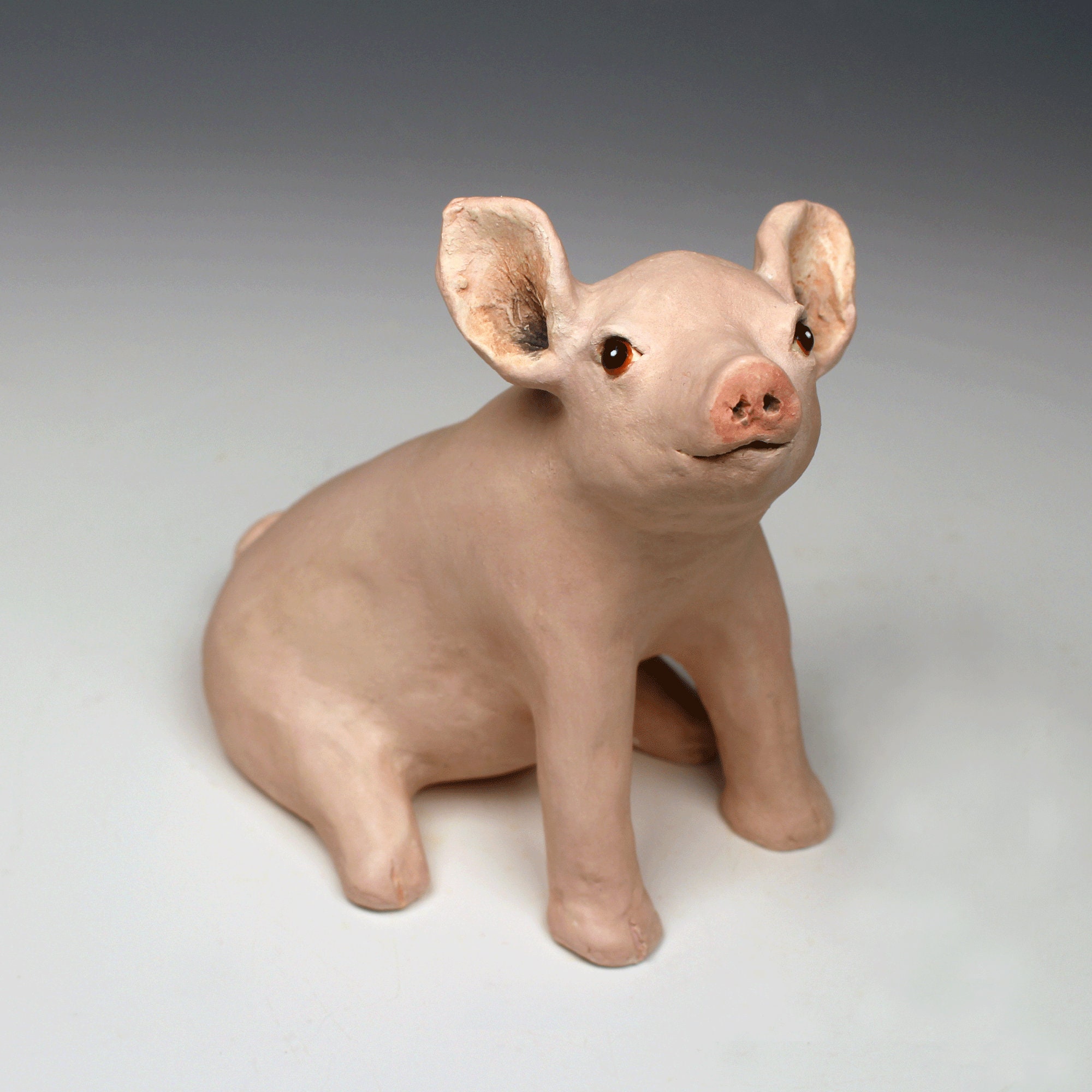 Ceramic Sitting Pig Sculpture, Beautifully Handcrafted One of a Kind ...