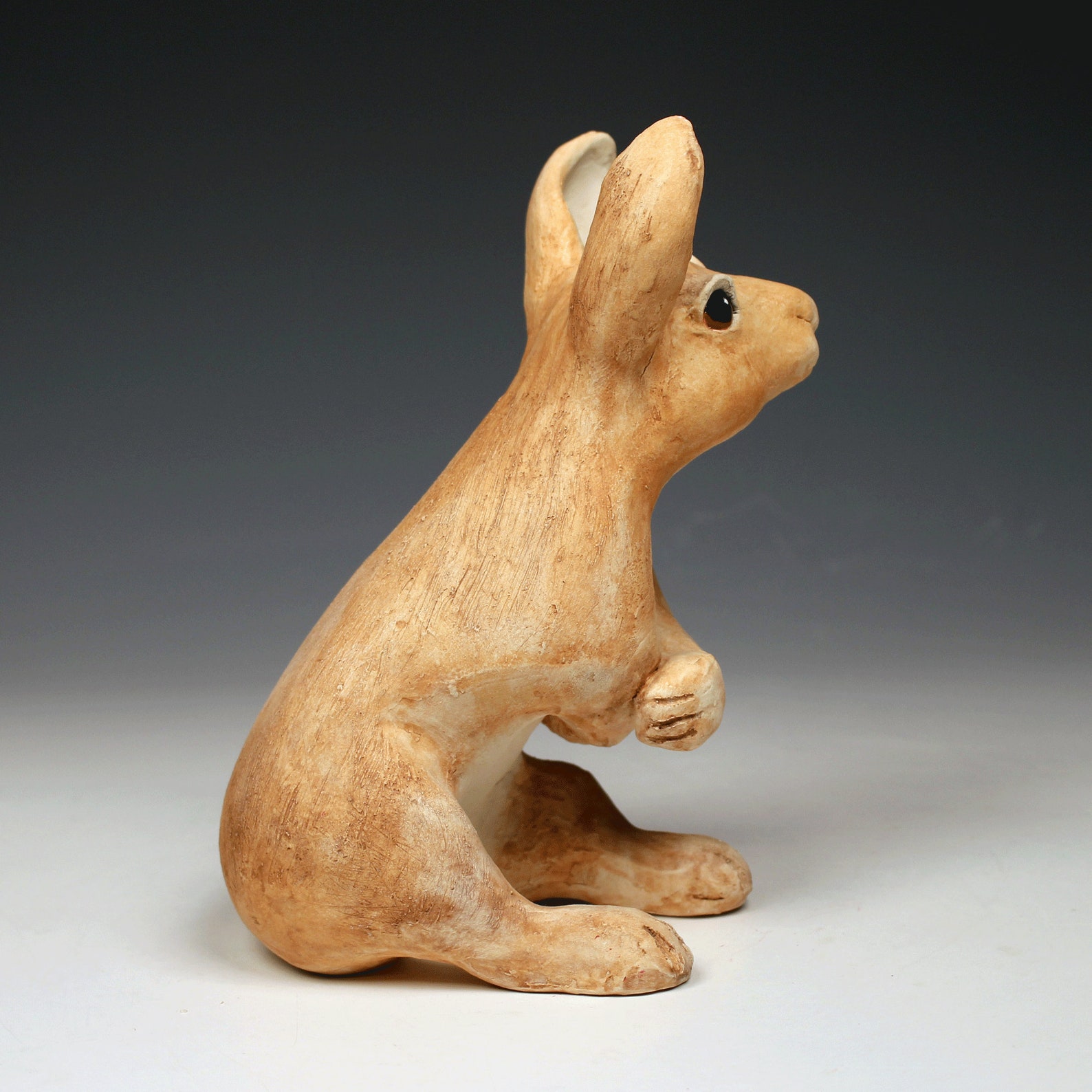 Jackrabbit, Tan and White Ceramic Animal Sculpture, Heartwarming ...
