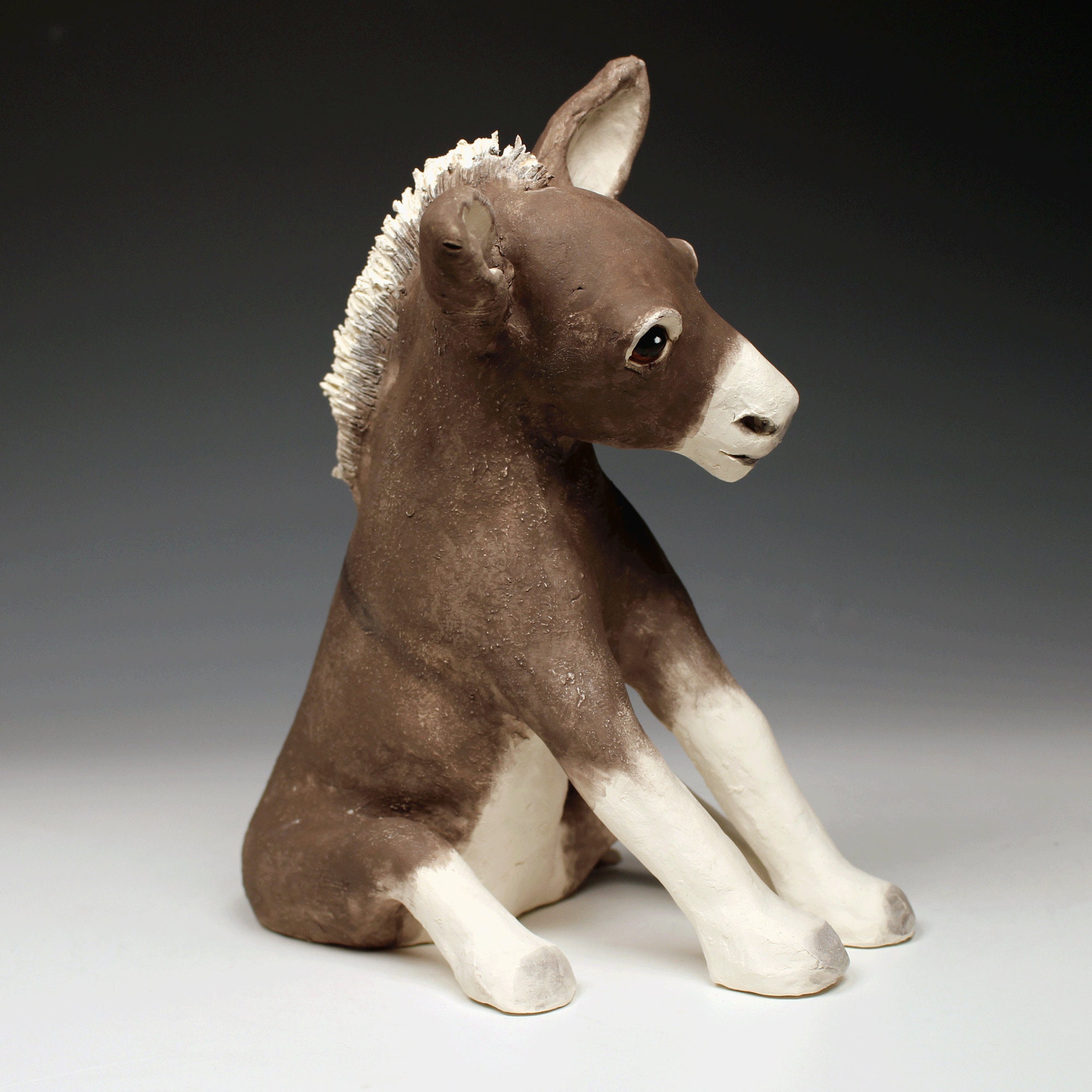 Ceramic Sitting Donkey Sculpture - Etsy