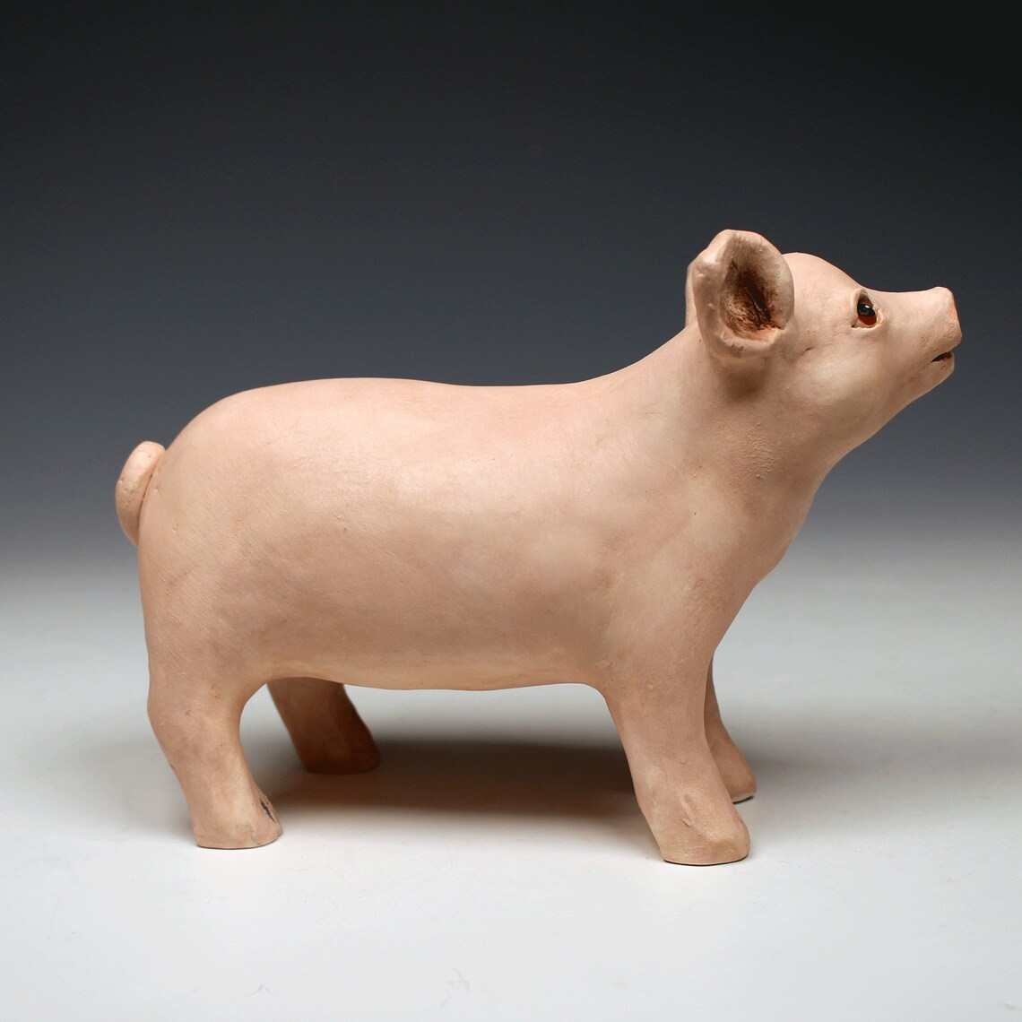 Ceramic Standing Young Pig Sculpture, One of a Kind Farm Animal ...