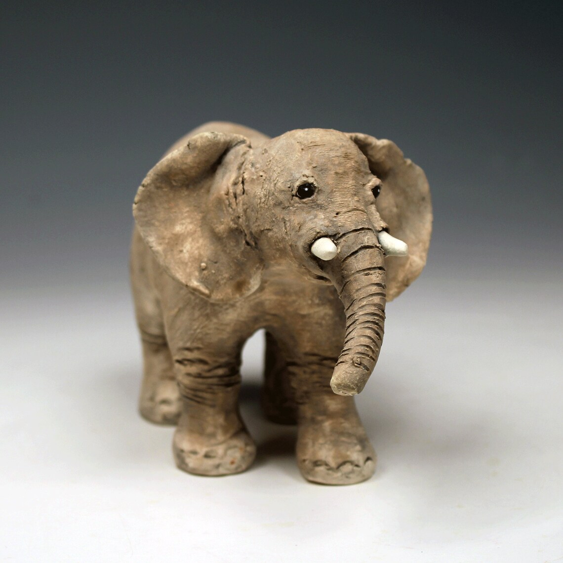 Ceramic Small Elephant Sculpture - Etsy