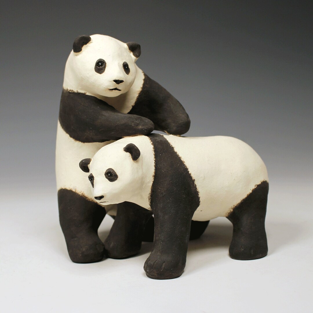 Ceramic Sculpture of 2 Pandas - Etsy