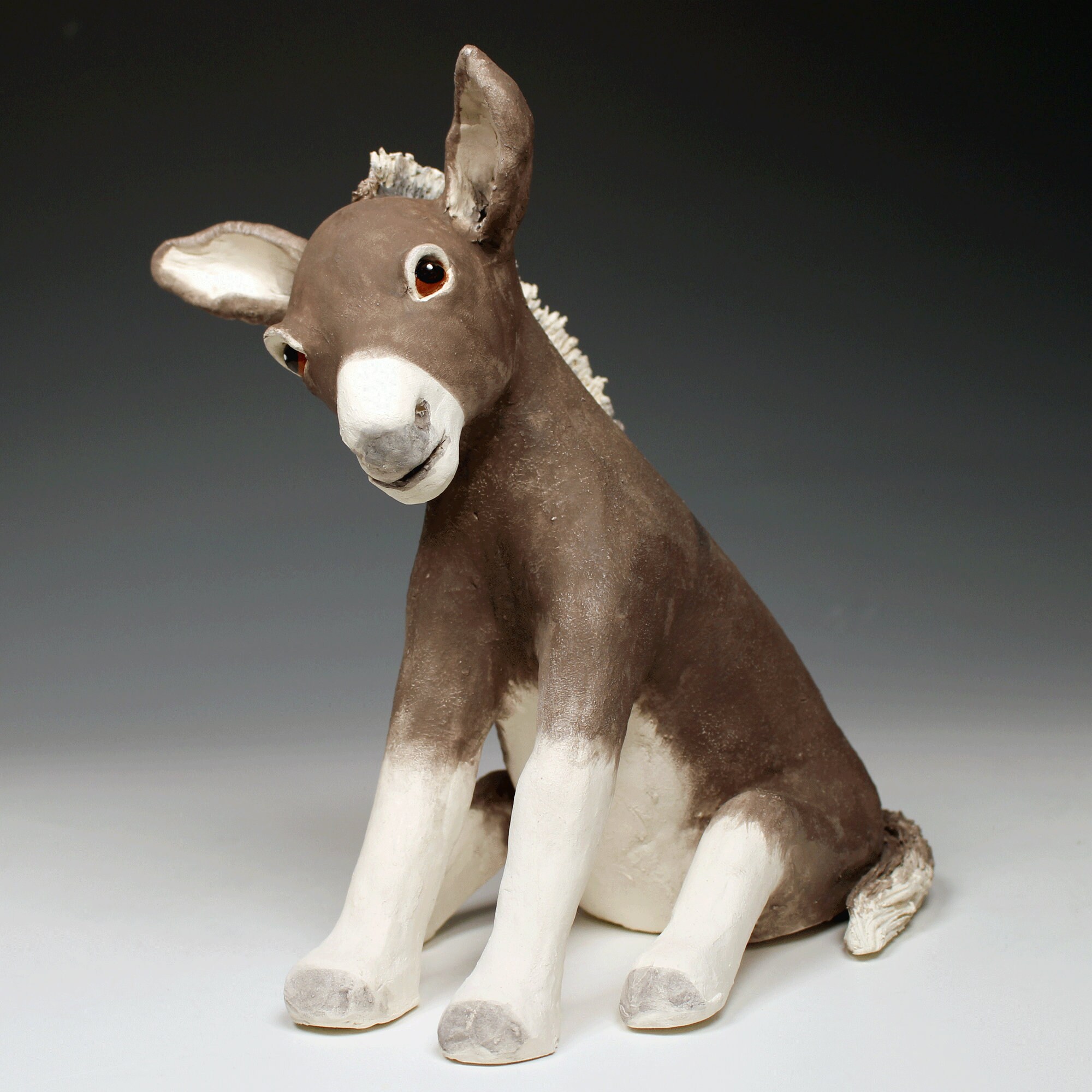 Ceramic Sitting Donkey Sculpture - Etsy