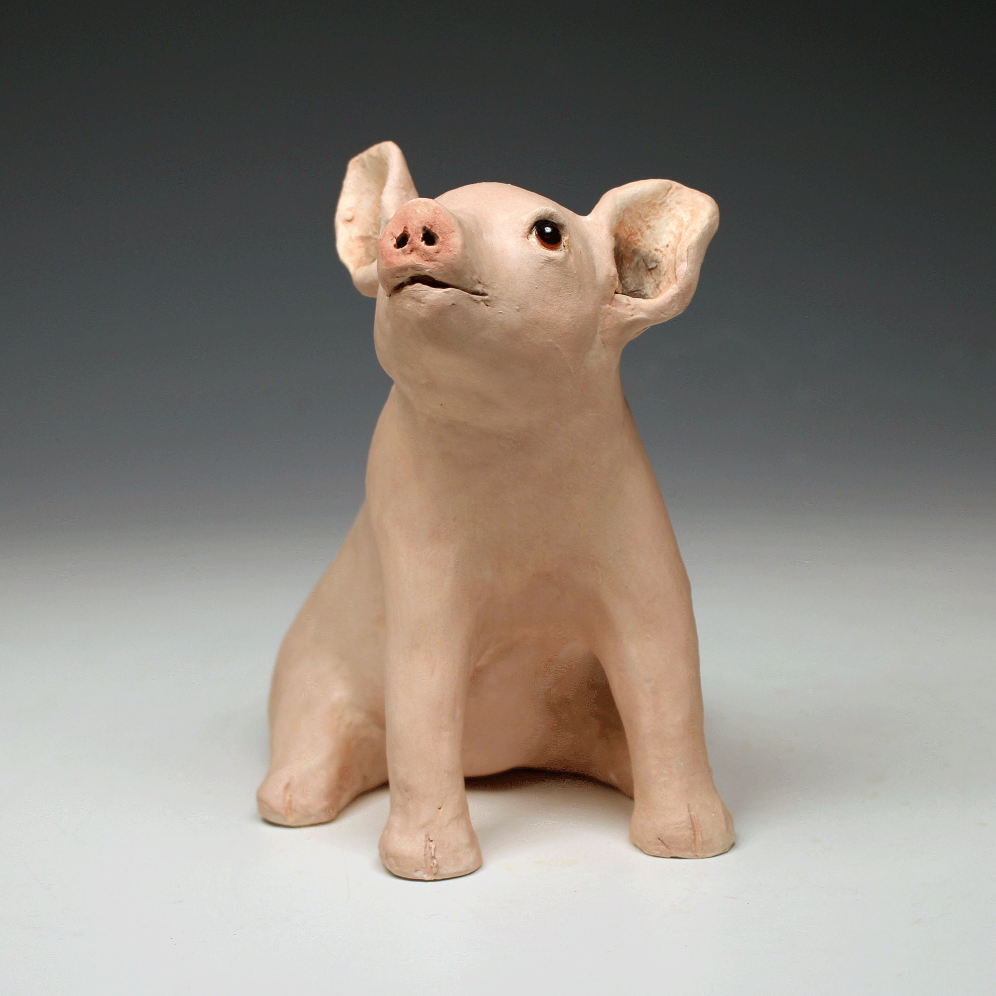 Ceramic Sitting Pig Sculpture, Beautifully Handcrafted One of a Kind ...