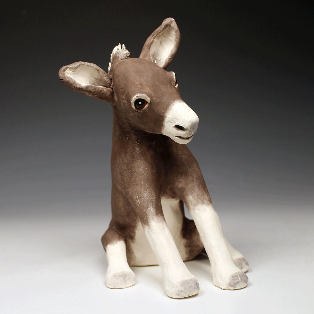 Ceramic Sitting Donkey Sculpture - Etsy