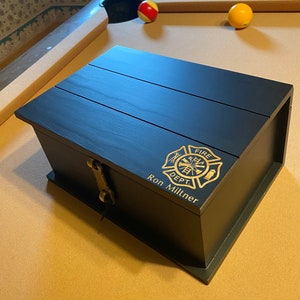 Firefighter Personalized Wood Keepsake Box With Lock, Engraved for ...