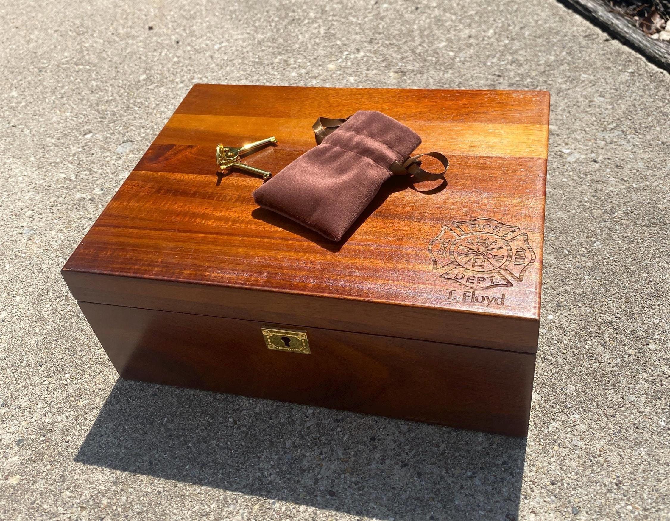 Personalized Firefighter Keepsake Box, Engraved Wooden Box With Lock - Etsy