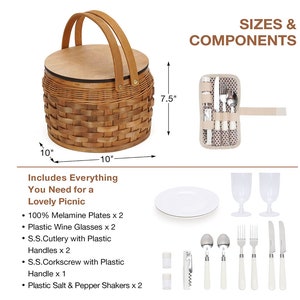 Personalized Small Picnic Basket for 2 Insulated Cooler, Woodchip ...