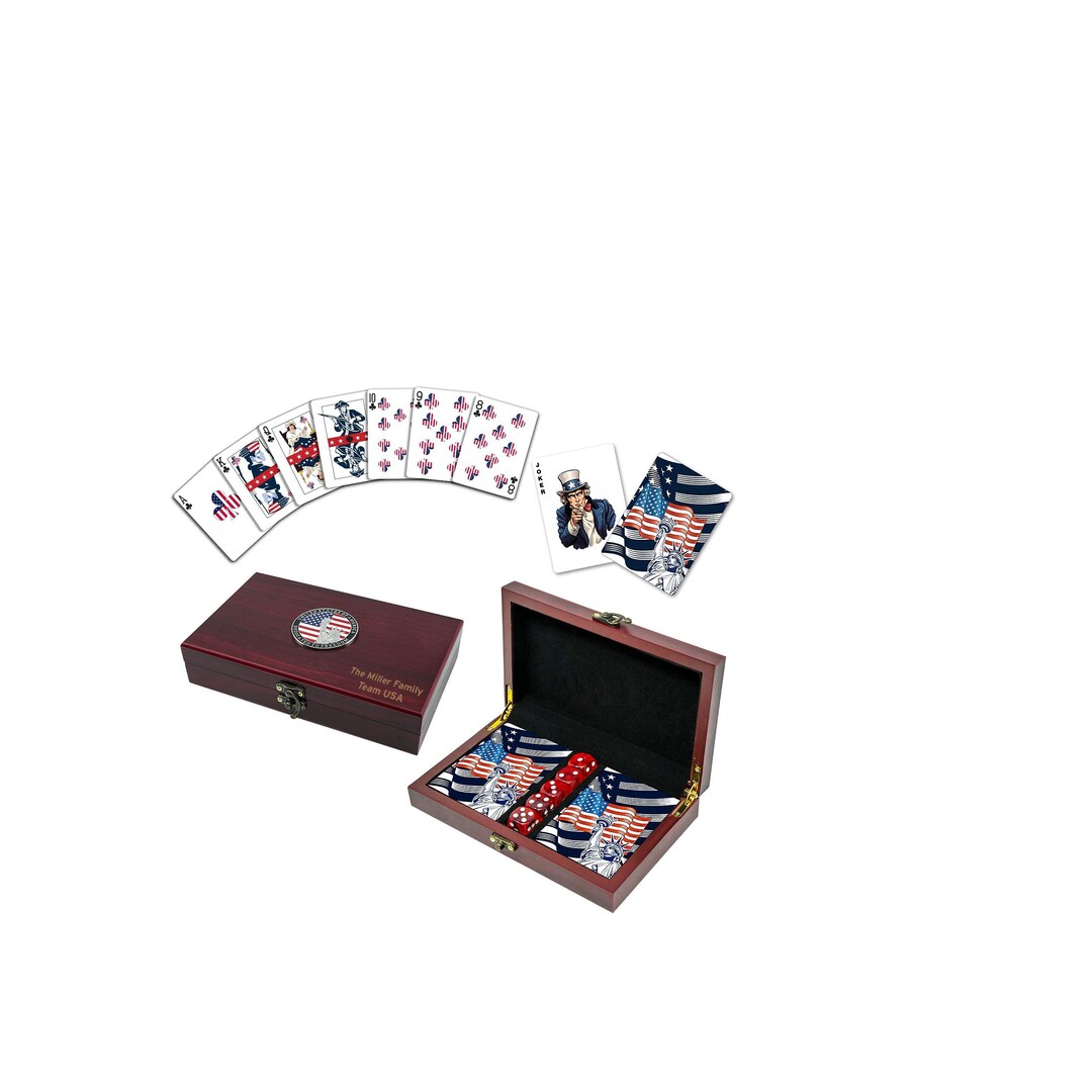 Personalized USA Flag Game Set Box, Poker Card Gift Box, Military Gifts ...