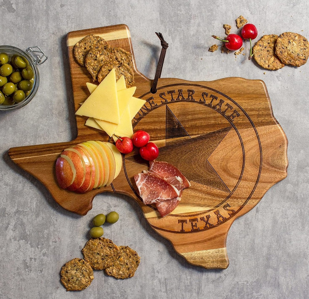 Texas CUSTOM State Shaped Cutting Board and Charcuterie-gifts for Her ...