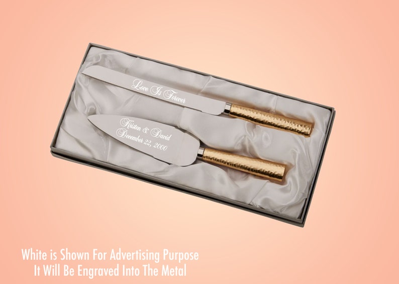 Engraved Gold Cake Server Set Wedding Cake Server Set - Etsy