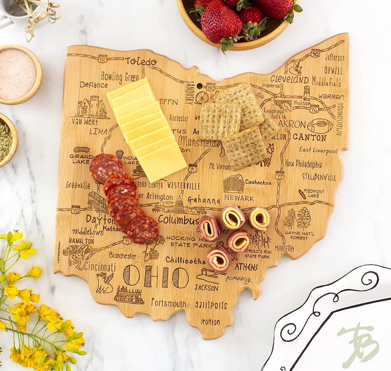 Ohio CUSTOM State Shaped Cutting Board and Charcuterie-gifts for Her ...
