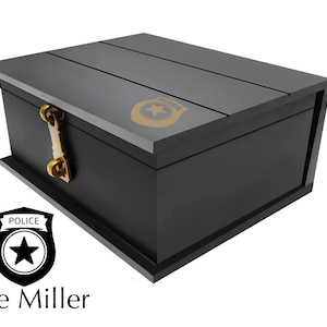 Police Officer Personalized Wood Keepsake Box With Lock, Engraved for ...