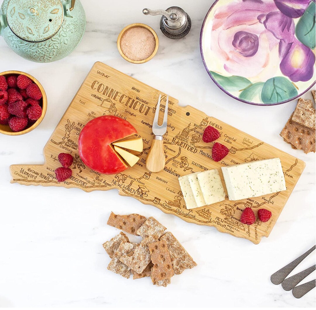 Connecticut CUSTOM State Shaped Cutting Board and Charcuterie-gifts for ...