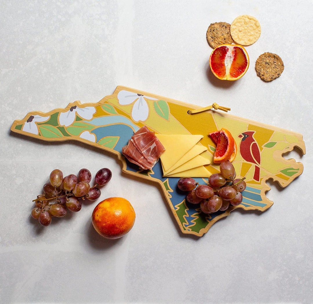 North Carolina CUSTOM State Shaped Cutting Board and Charcuterie-gifts ...