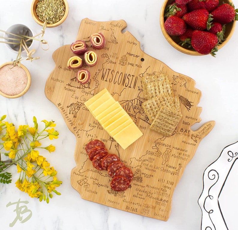 Wisconsin CUSTOM State Shaped Cutting Board and - Etsy