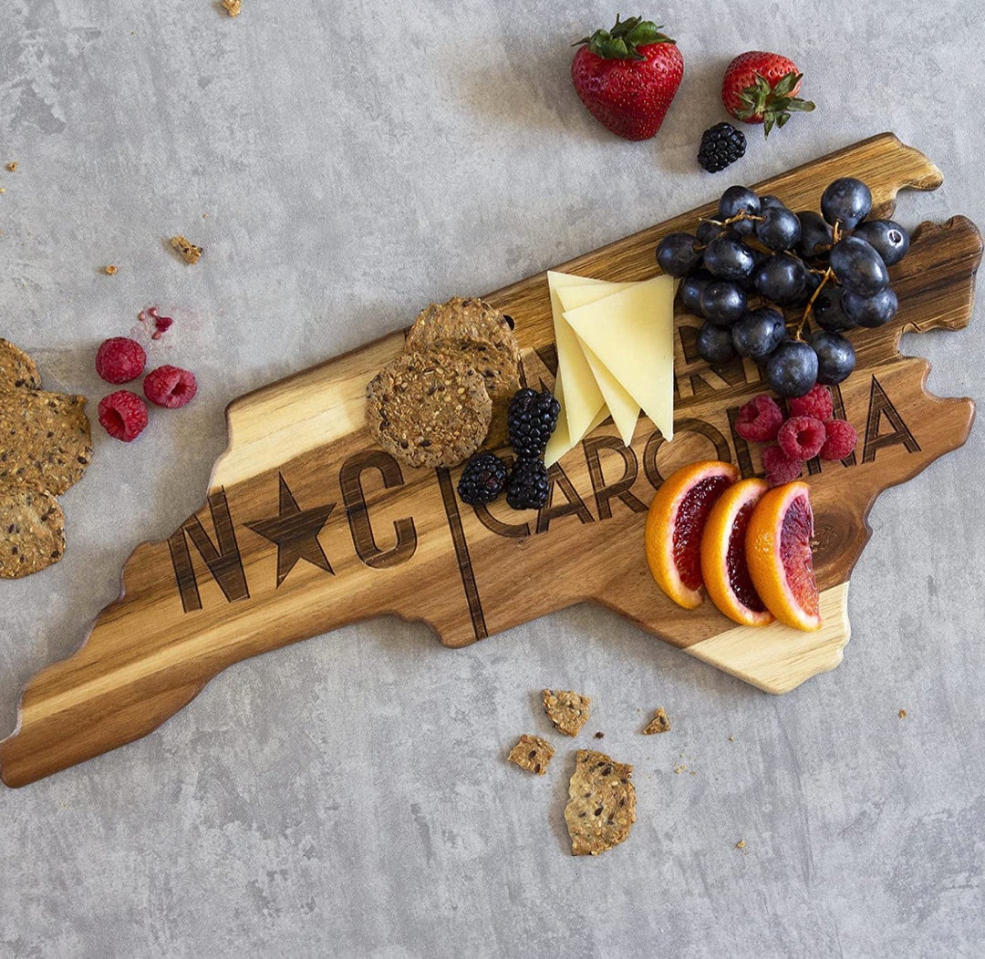 North Carolina CUSTOM State Shaped Cutting Board and Charcuterie-gifts ...