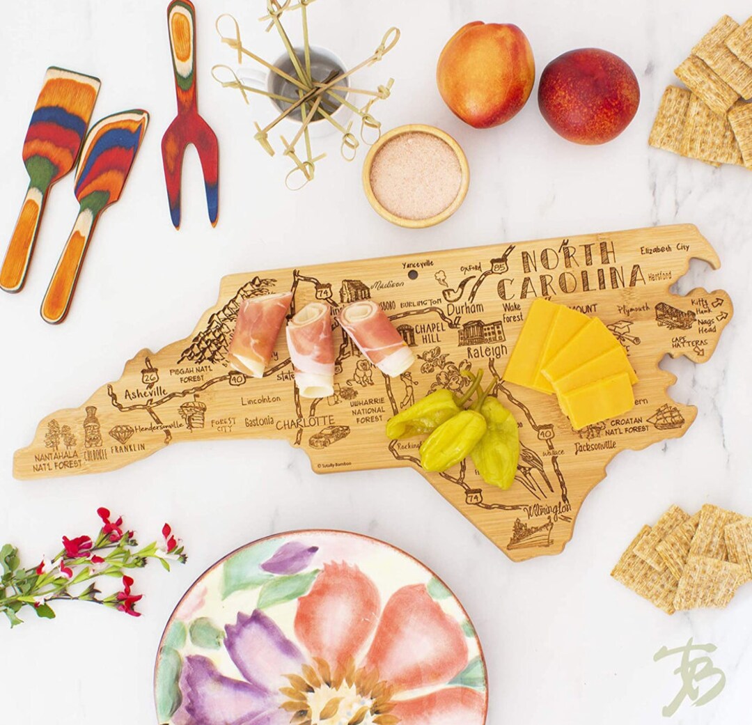 North Carolina CUSTOM State Shaped Cutting Board and Charcuterie-gifts ...