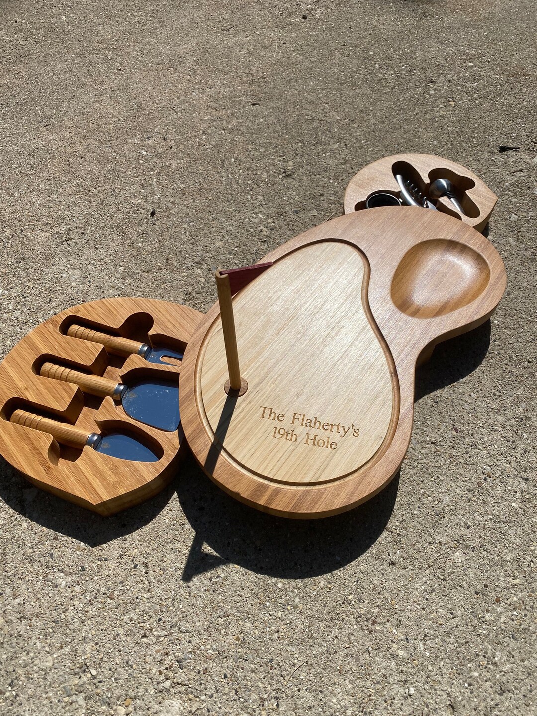 Personalized Golf Cheese Wood Cutting Board Gift With Utensils Golfer ...