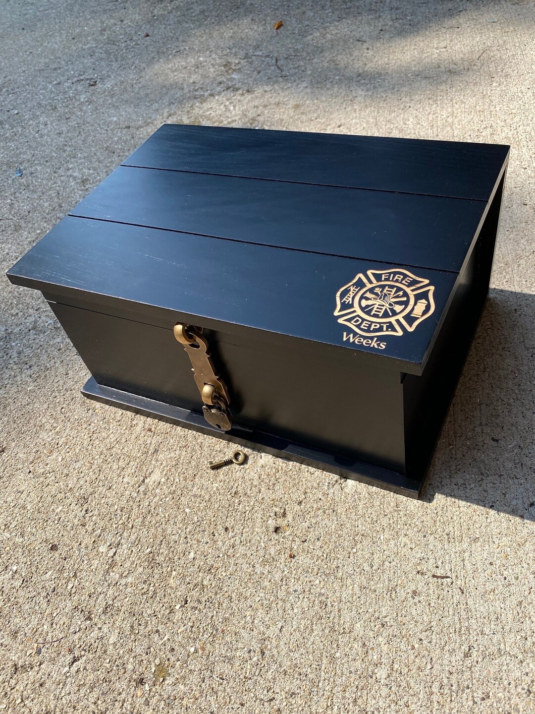 Firefighter Personalized Wood Keepsake Box With Lock, Engraved for ...