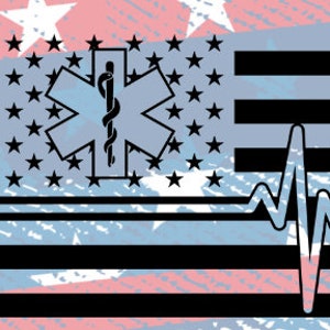 First Responder Logo With Ekg Line and Flagbundle PNG Download, Instant ...