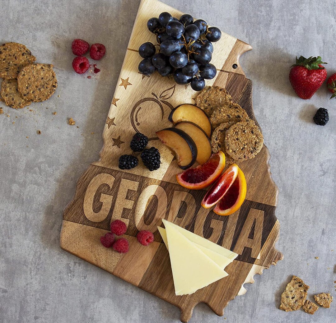 Custom Georgia State Acacia Wood Cutting Board, Engraved Charcuterie ...