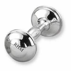 Personalized Silver Plated Baby Rattle Keepsake New Baby Gift Silver ...
