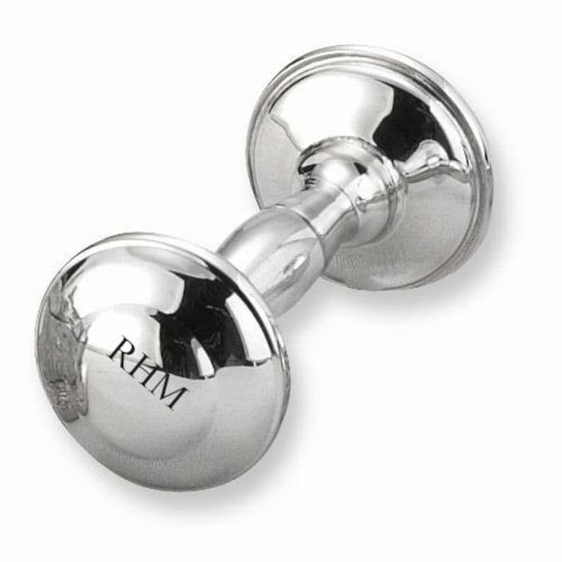 Personalized Silver Plated Baby Rattle Keepsake New Baby Gift Silver ...