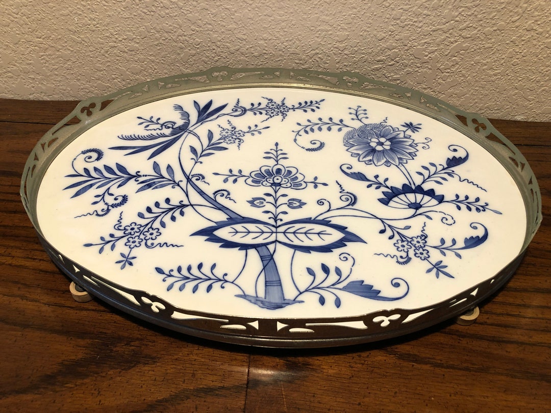 BLUE DANUBE TRAY, Ex-large Fine China Tray From Blue Danube, Grand ...