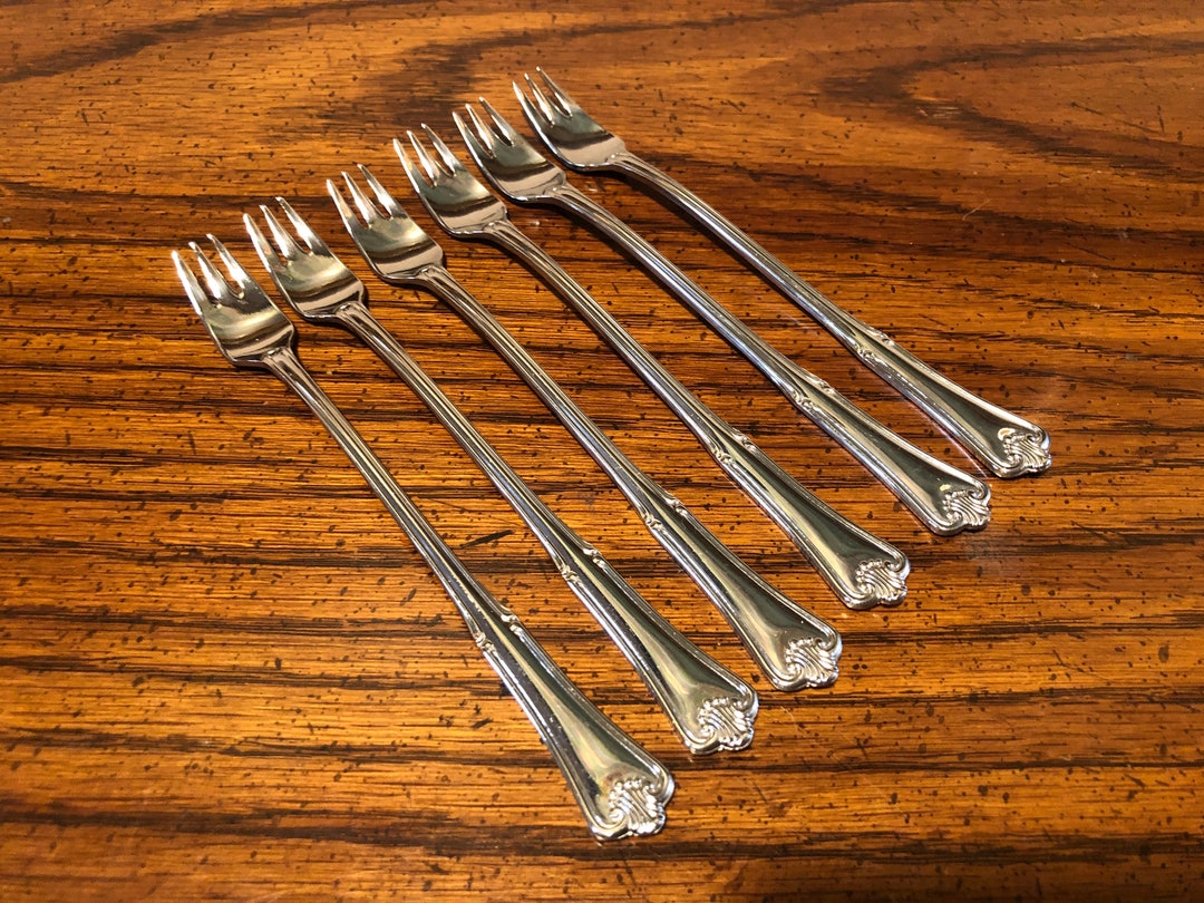 SHRIMP COCKTAIL FORKS, Six Fruit Salad Forks, Six Stainless Steel Forks ...