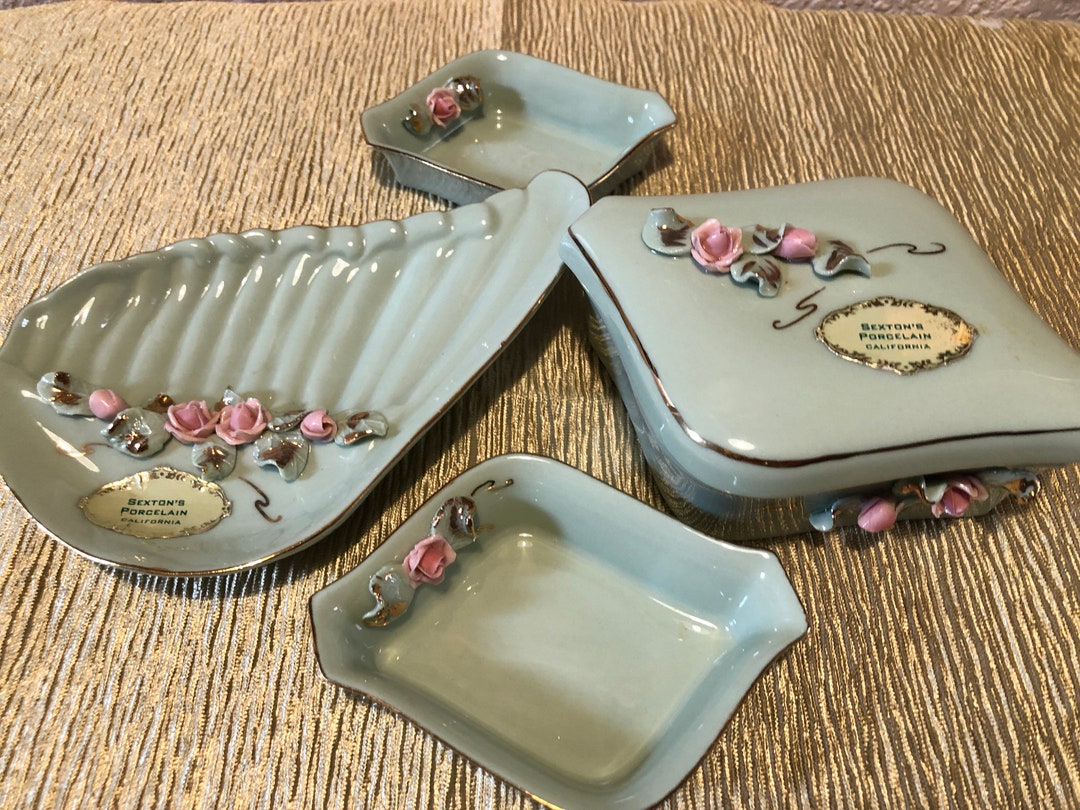 SEXTON'S BEEBE SET Fine Porcelain Five Piece Vanity Set - Etsy