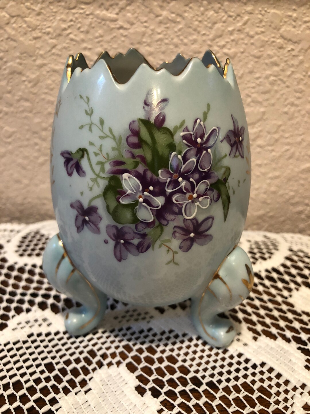 LILAC PORCERLAND EGG, Hand Painted Lilacs on Porcelain Egg, Porcelain ...