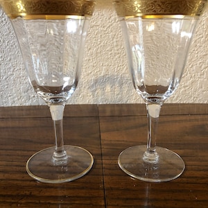 TIFFIN CRYSTAL GOBLETS Gold Embossed Rim Optic Crystal Wine - Etsy