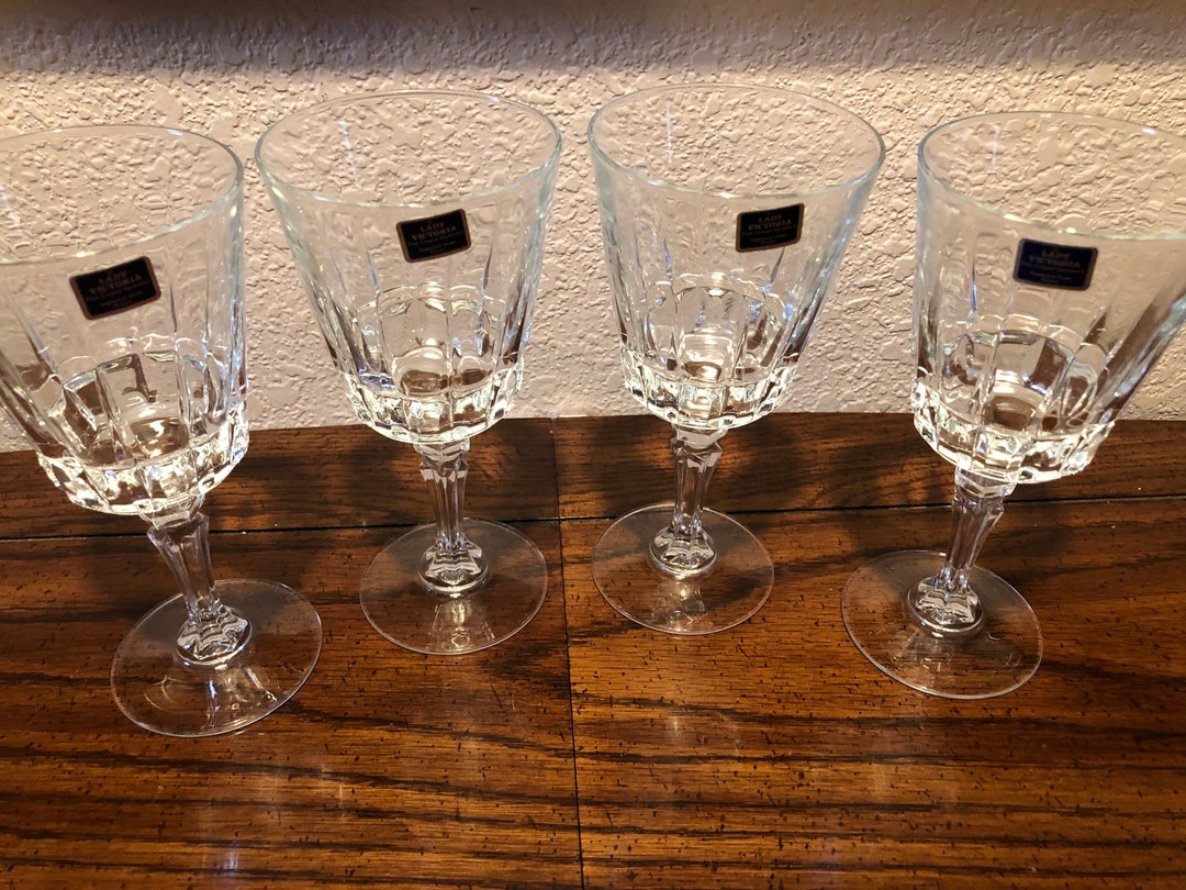 France FINE CRYSTAL STEMWARE, Four Crystal Wine Glasses, Lady Victoria ...