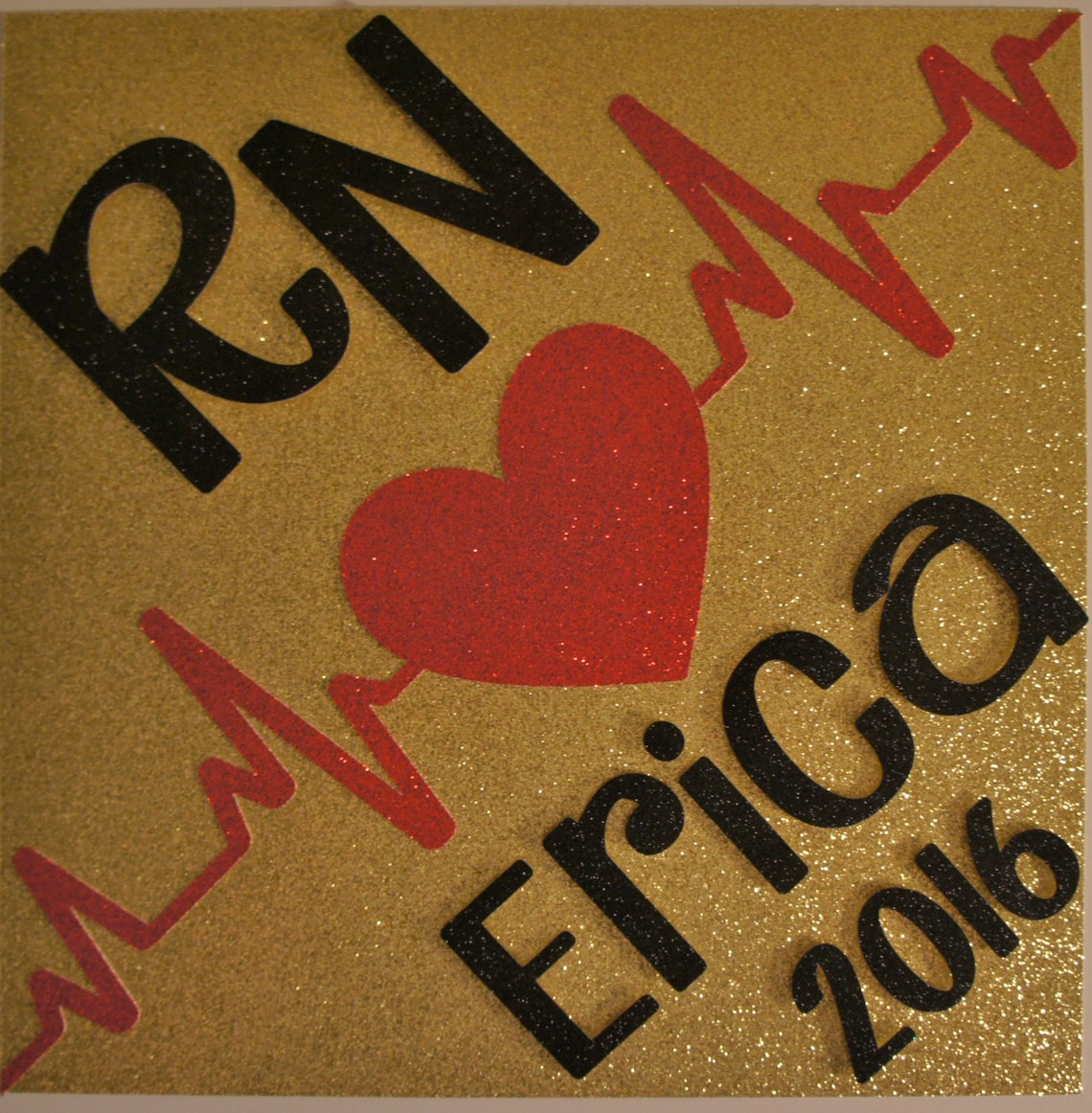 Custom Nurse With Heart and EKG Line RN BSN Graduation Cap - Etsy